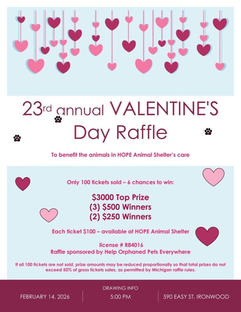 23rd Annual H.O.P.E. Animal Shelter Valentine's Day Raffle - FeLiveLife